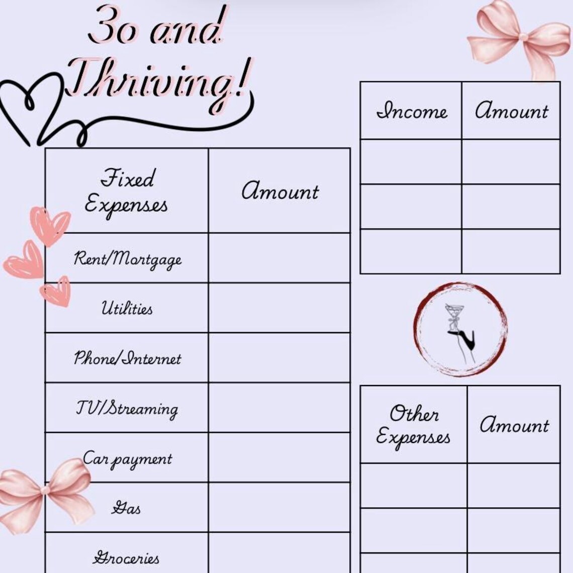 30 and Thriving - Budget Planner Printable (PNG) – Track Income ...