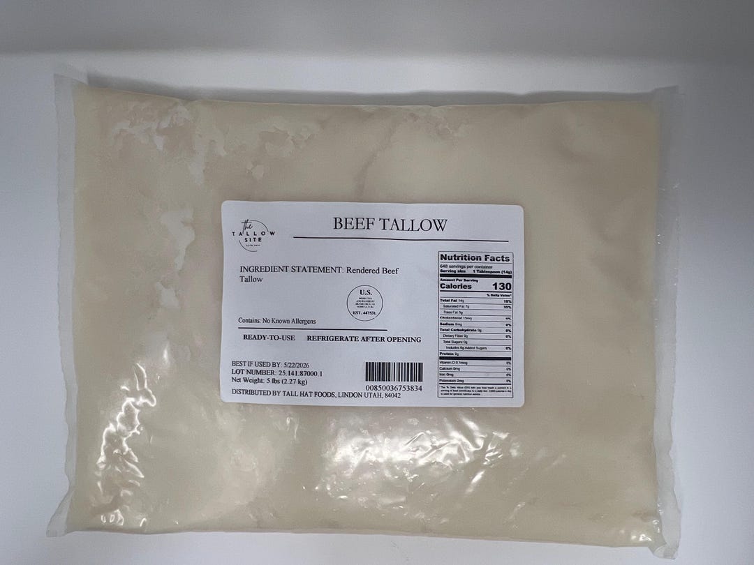 100% Grass-fed Beef Tallow (edible & Cosmetic) READY-TO-USE 5lbs ...
