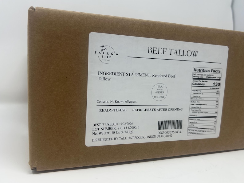 100% Grass-fed Beef Tallow (edible & Cosmetic) READY-TO-USE 10LBS Box ...