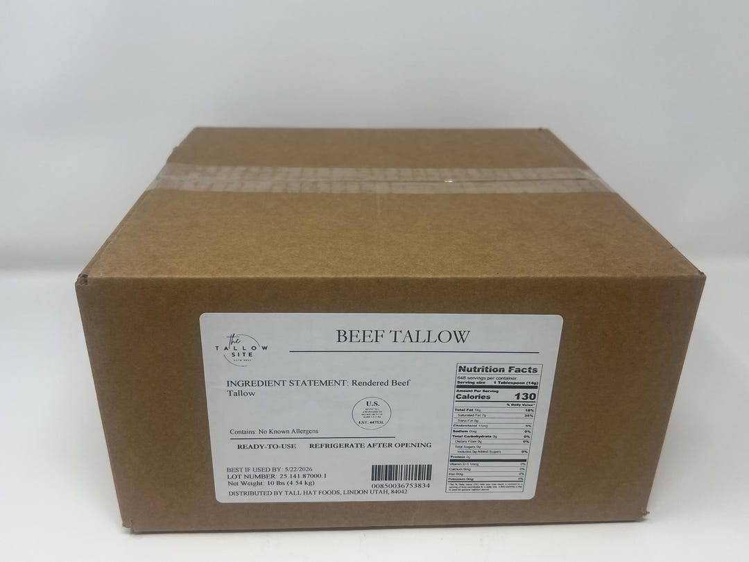 100% Grass-fed Beef Tallow (edible & Cosmetic) READY-TO-USE 10LBS Box ...