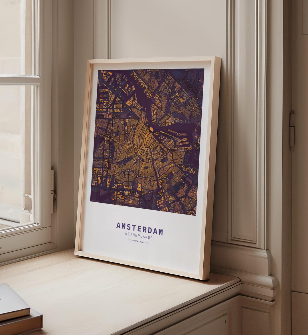 Amsterdam Map Print Netherlands Map Poster Gift City Map Minimalist Art ...