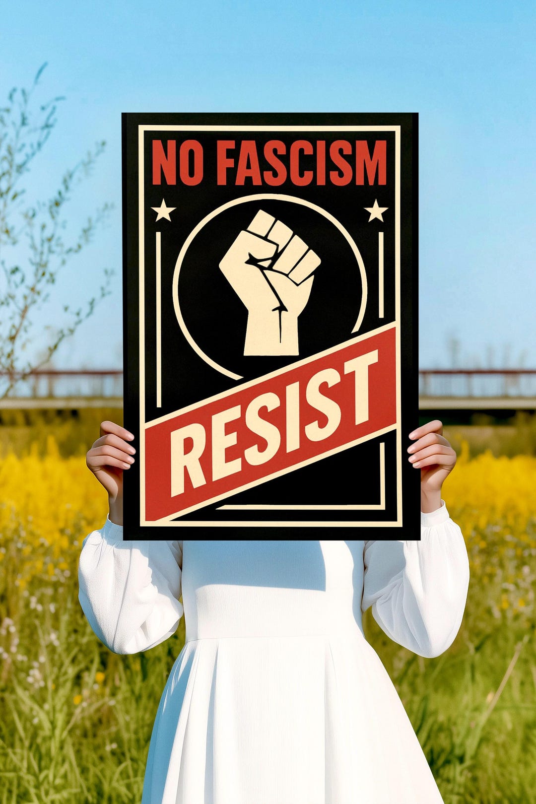 Resist Fascism Printable Protest Poster, Anti-fascist Digital Wall Art ...