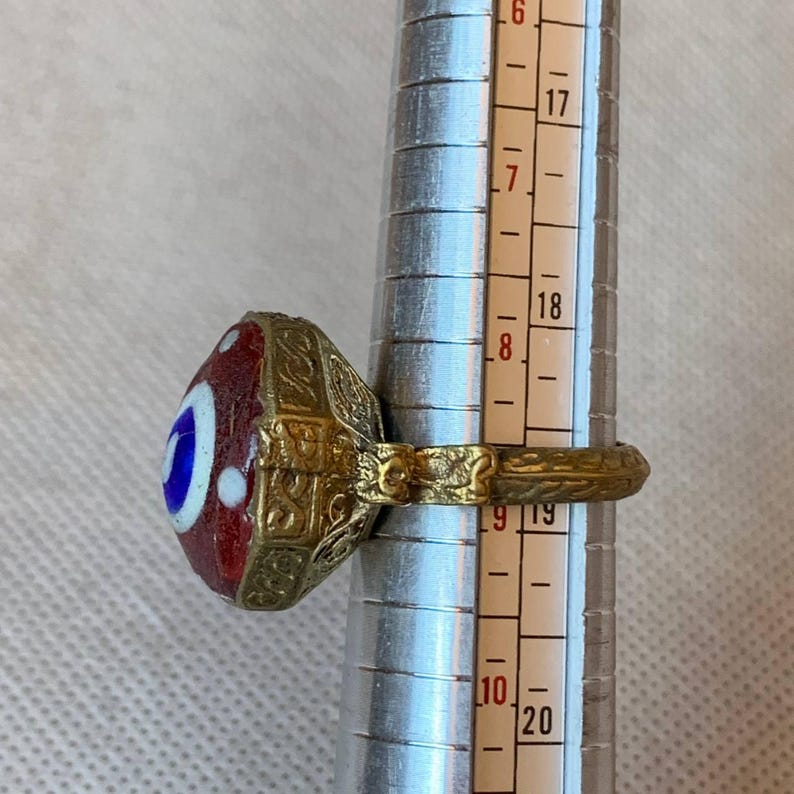 Ancient Roman Bronze Ring – Red Mosaic Evil Eye Glass Talisman ...