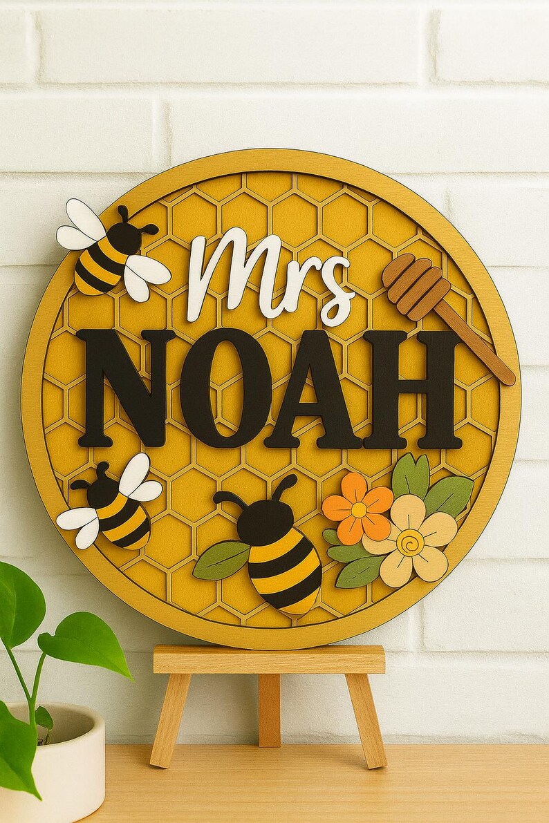 Personalized Bee Name Sign for Teachers, Honeybee Classroom Decor ...