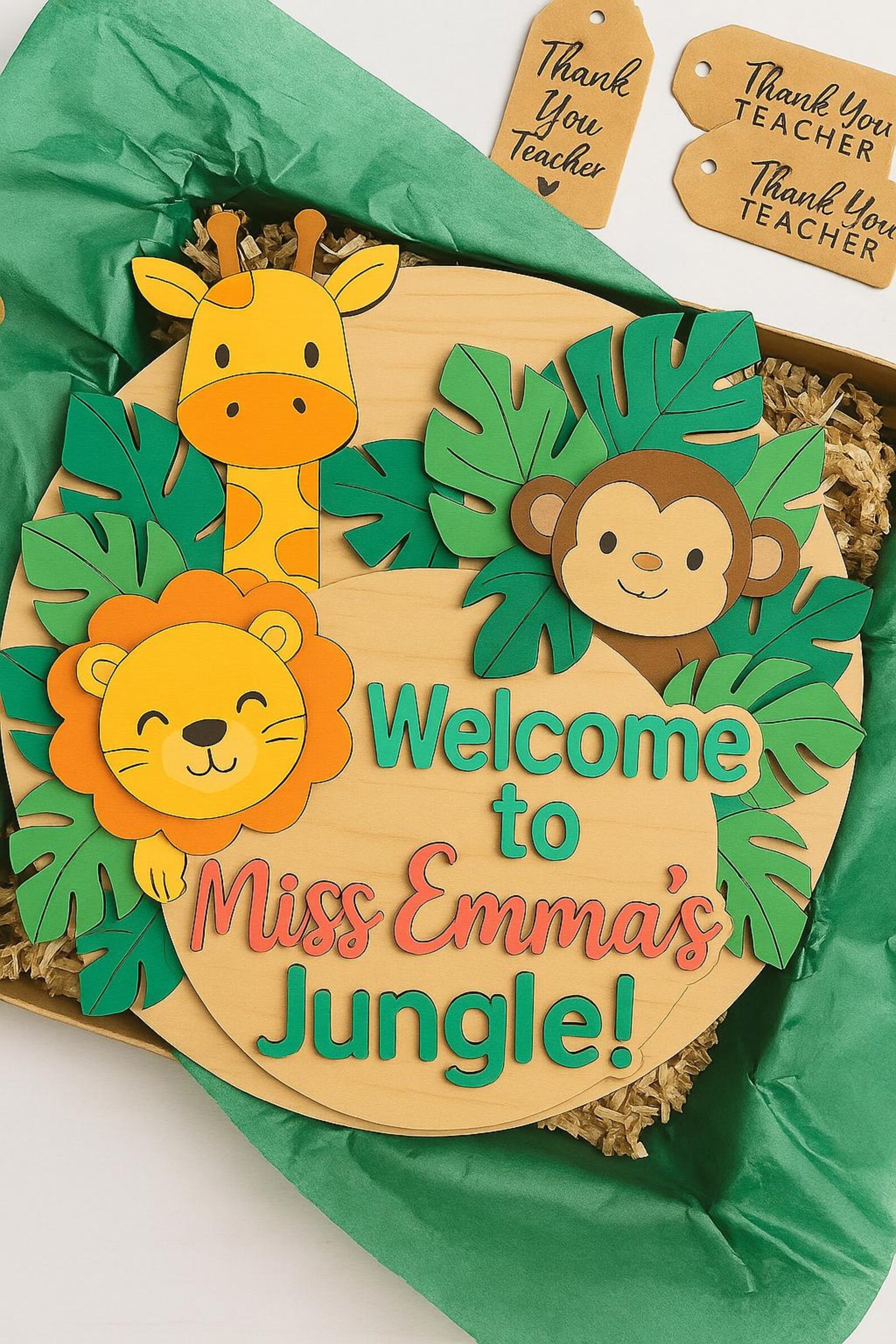 Jungle Animal Teacher Door Sign, Personalized Classroom Wall Decor ...