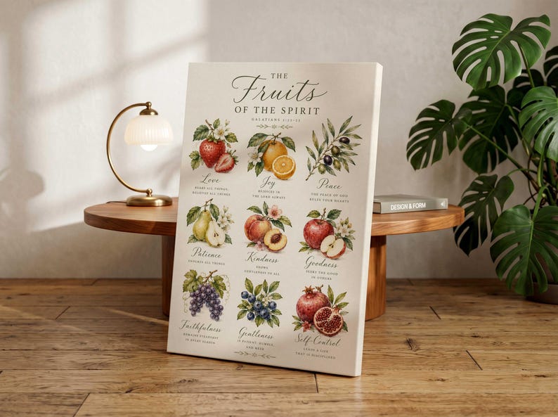 Fruits of the Spirit Wall Art | Watercolor Botanical Scripture Print ...