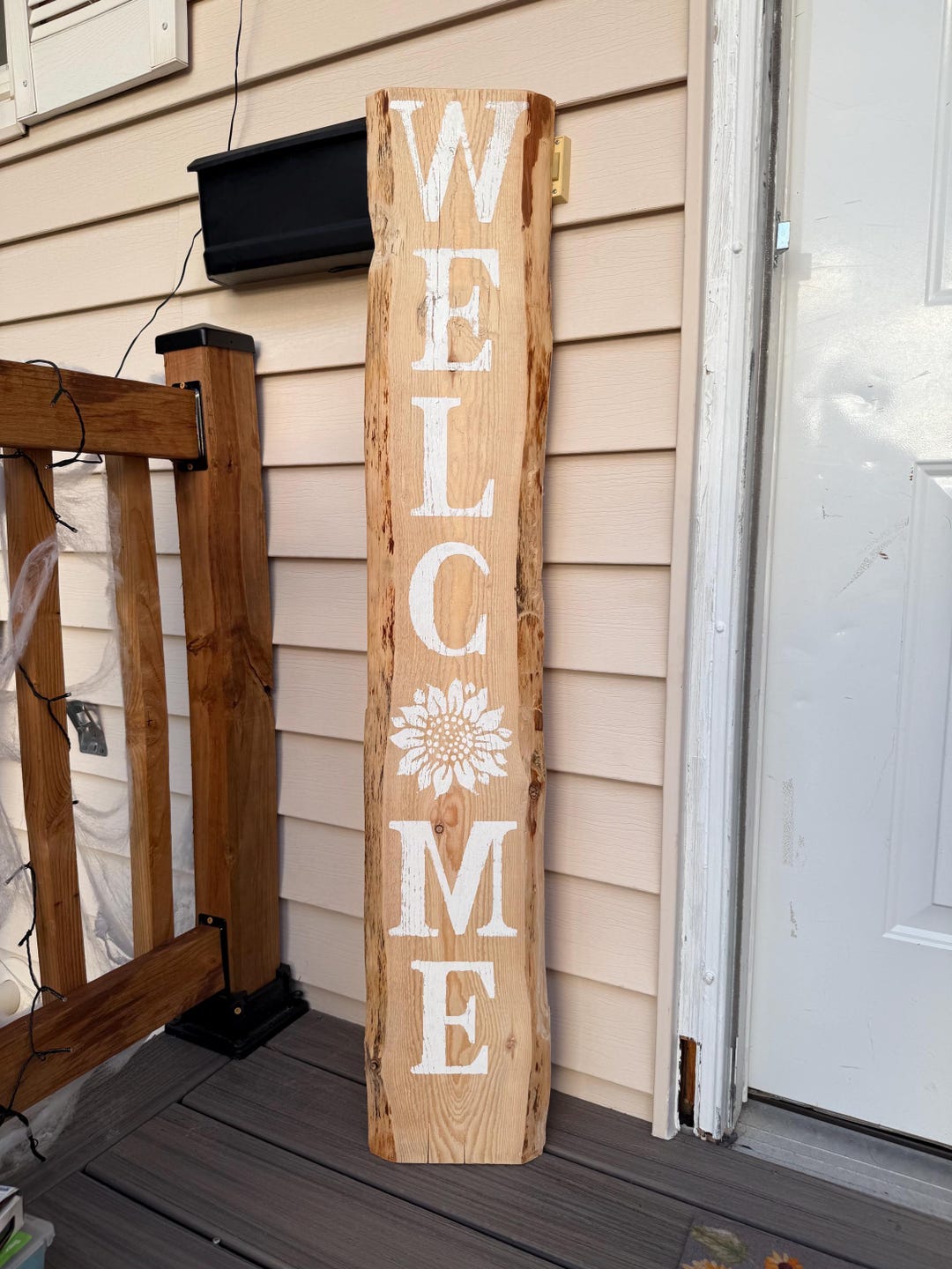 Live Edge Welcome Sign, Hand Painted Rustic Porch Decor, 47.5" - Etsy