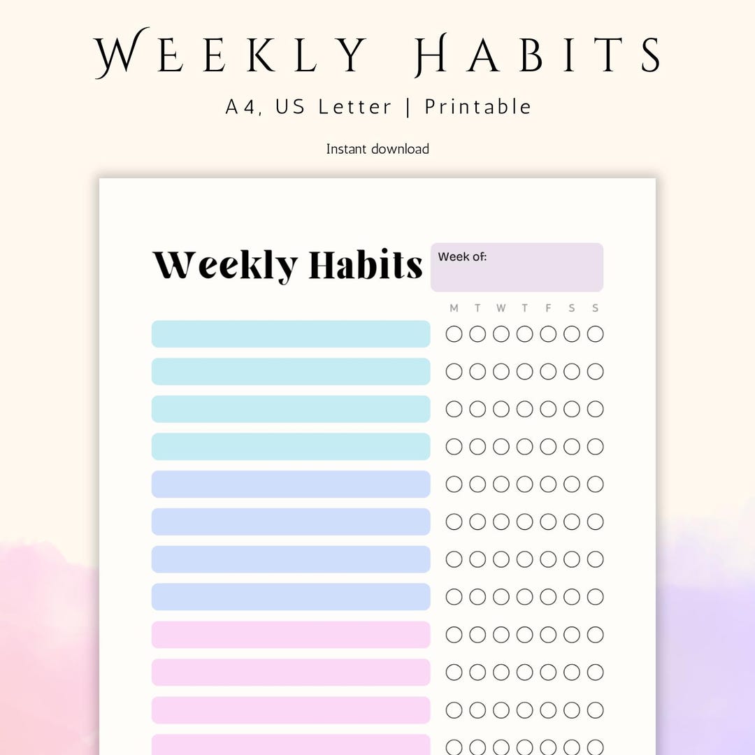 Printable Habit Tracker | Colorful Habit Tracker | Habit Tracker ...