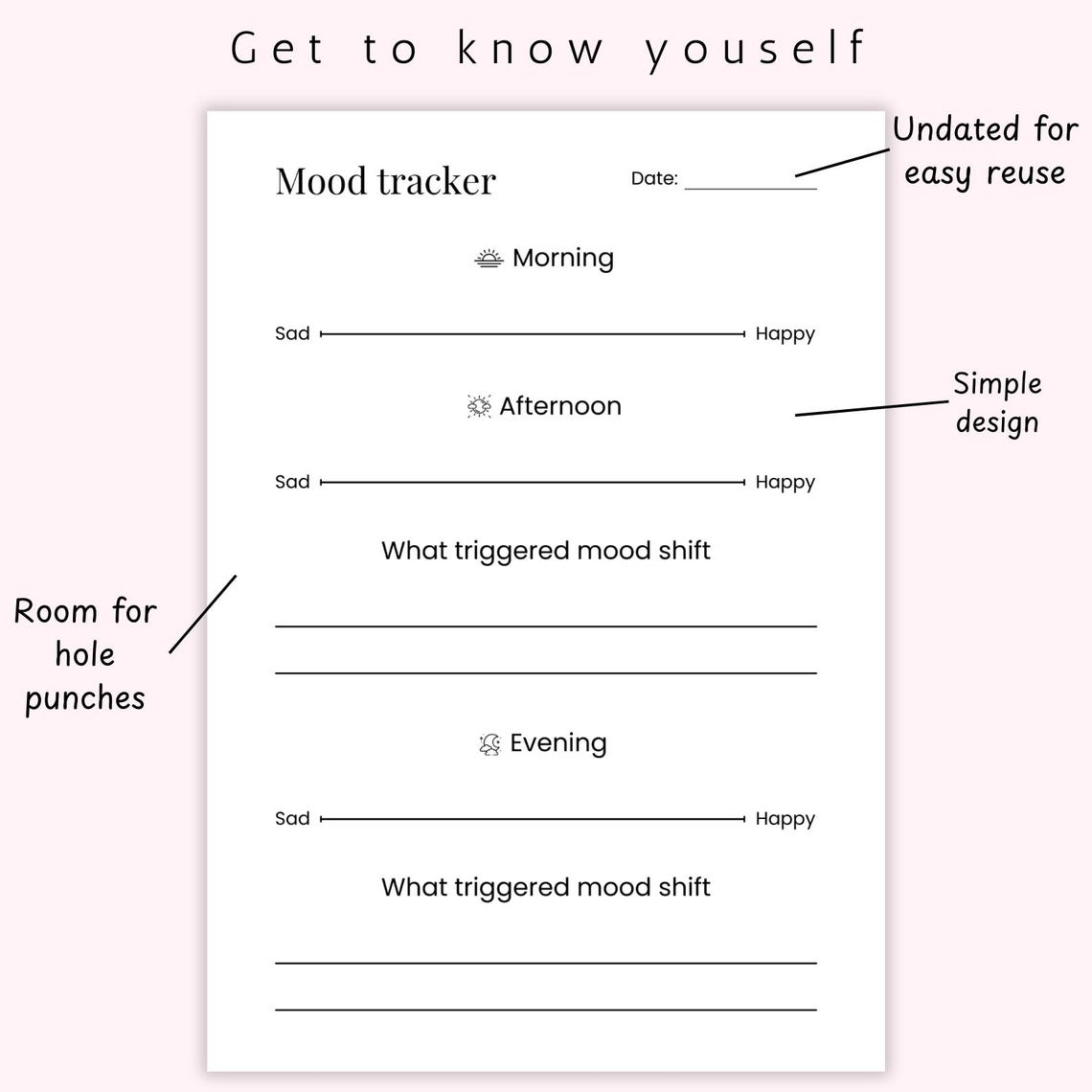 Printable Daily Mood Tracker | Digital Daily Reflection | One Page Mood ...