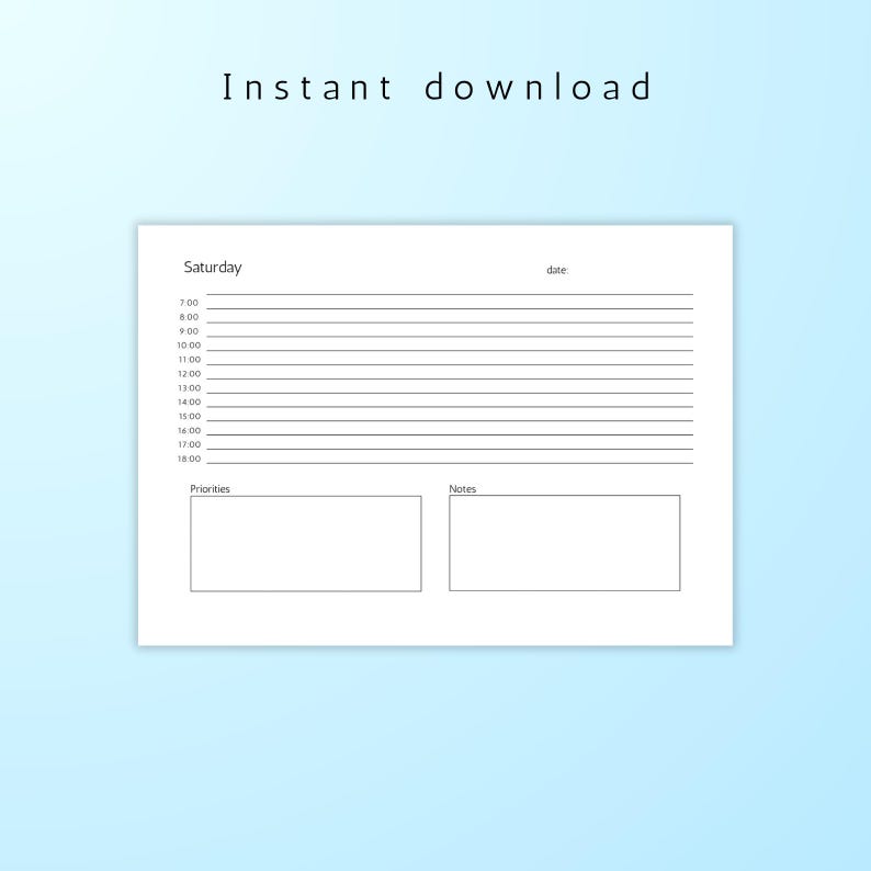 Daily Schedule Printable Template | Weekly Hourly Planner Printable ...