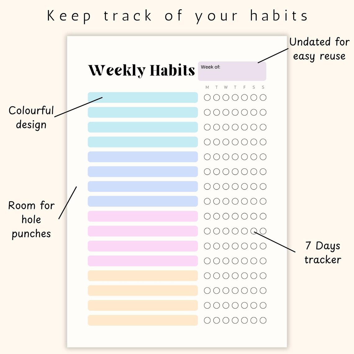 Printable Habit Tracker | Colorful Habit Tracker | Habit Tracker ...