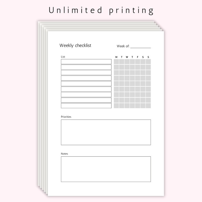 Printable Weekly Checklist | Habit Tracker | Daily Responsibilities ...