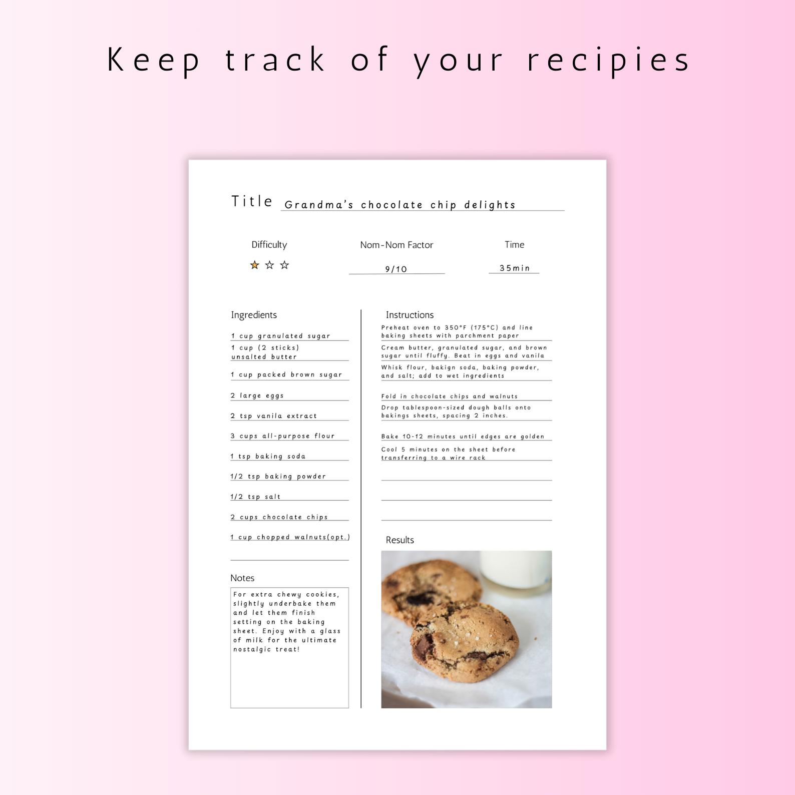 Recipe Card | Printable Blank Recipe Template | Blank Recipe Page ...