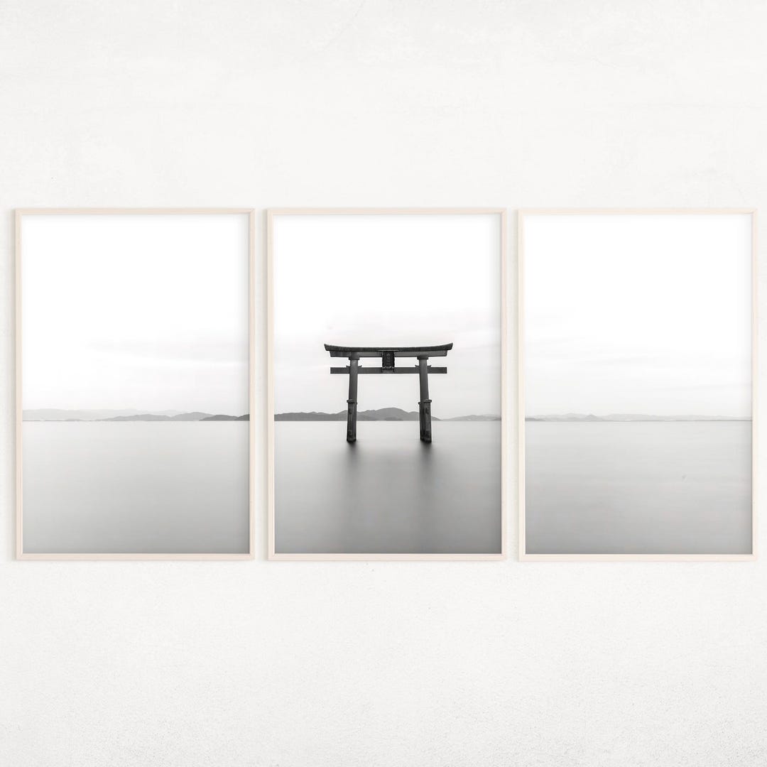 Torii Gate Poster Set of 3, Black White Japanese Print, Asian Wall ...