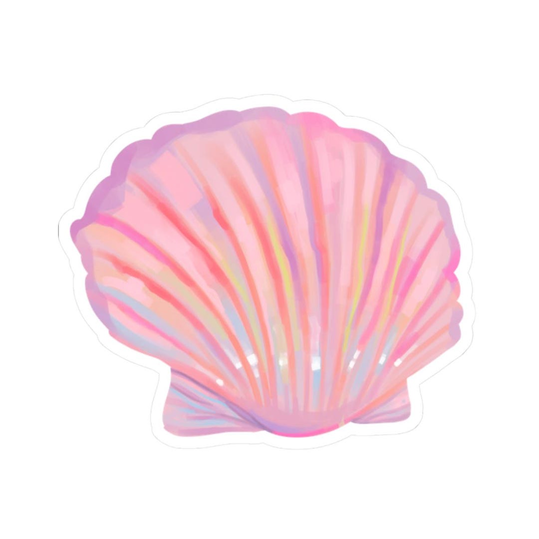 Pastel Pink Shell Kiss-cut Stickers, Cute Coastal Decor, Beach Lover ...