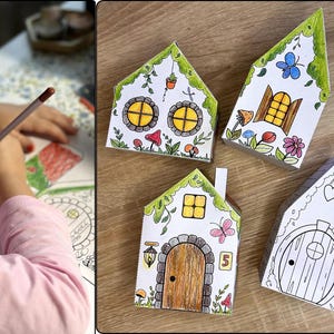 DIY Paper House Template: 3D Coloring Craft for Kids (PDF Download) - Etsy
