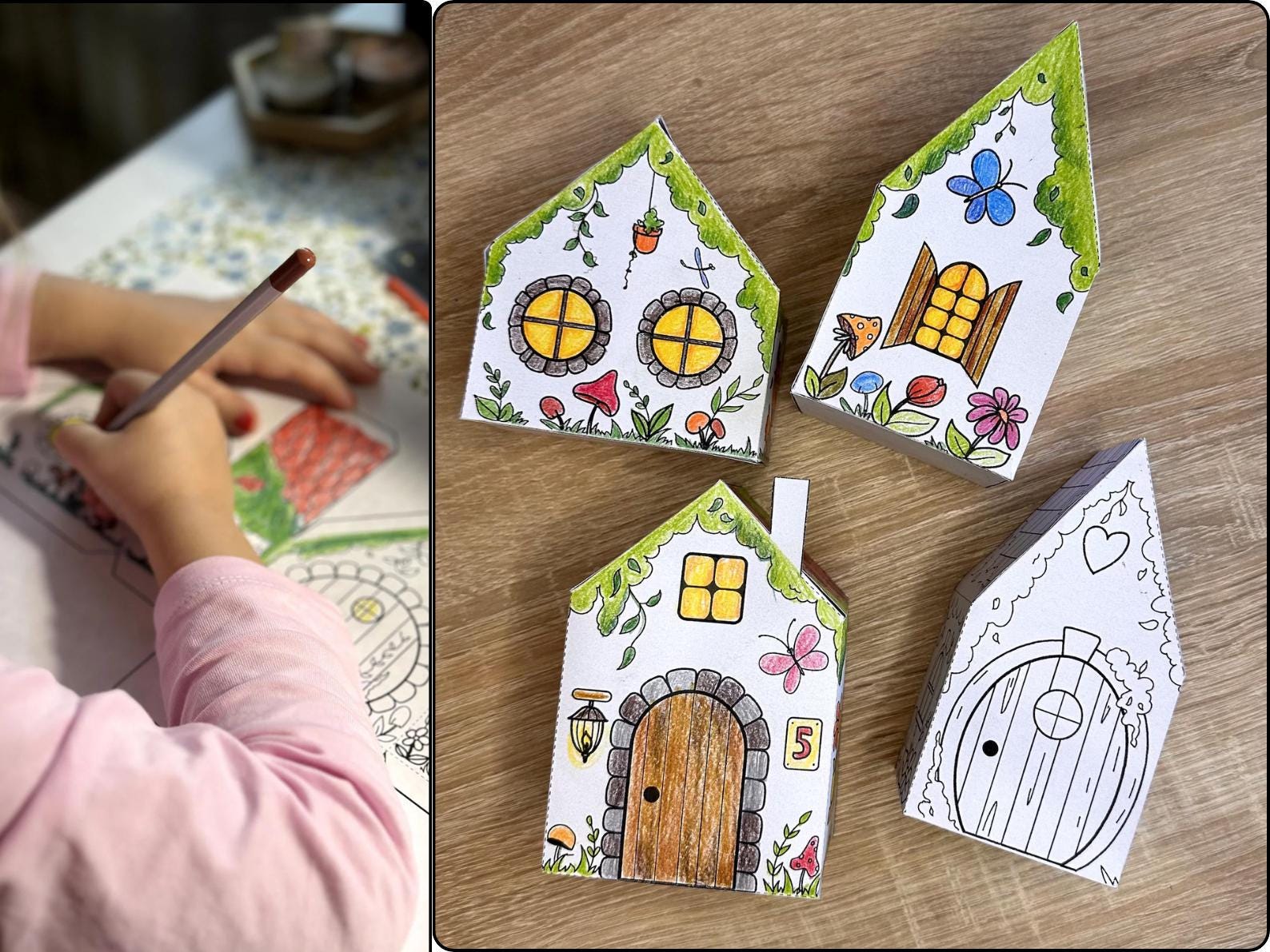 Printable Paper House Template | DIY Coloring Craft for Kids | 3D Paper ...