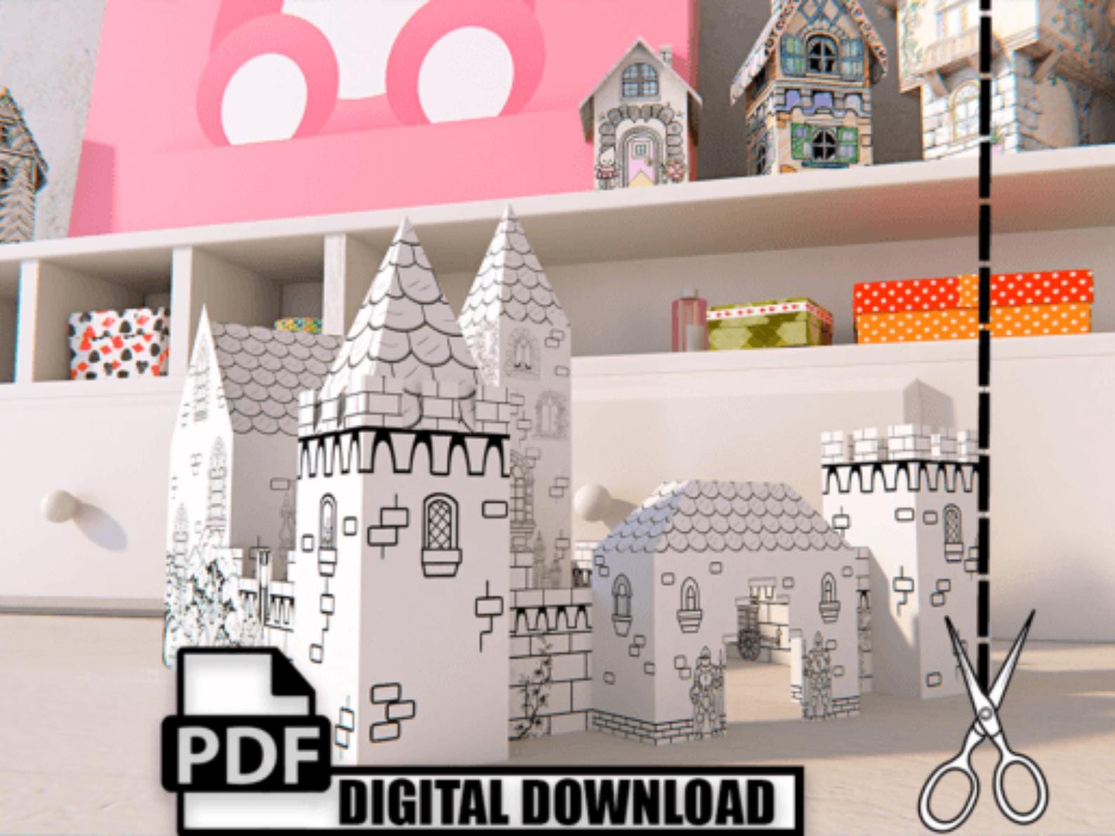 Printable Paper Castle Craft: Color, Cut & Assemble (instant Download ...