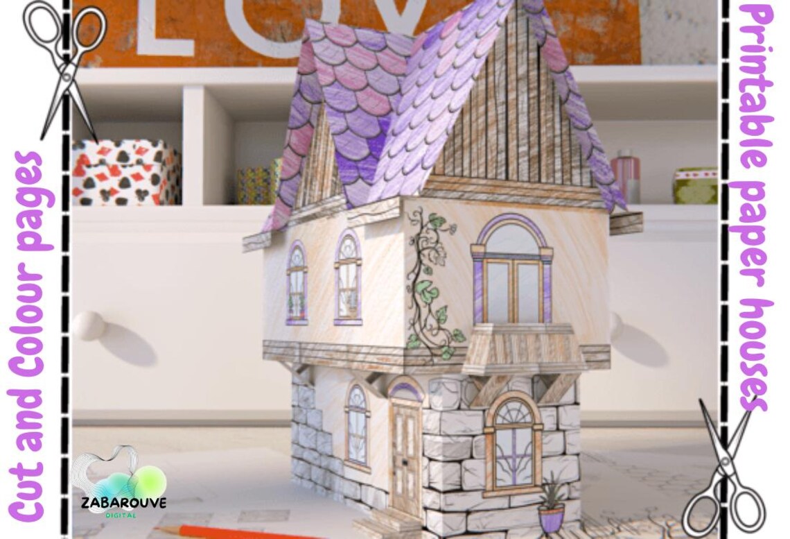 3D Paper House Coloring Craft: DIY Kids Activity (instant Download) - Etsy