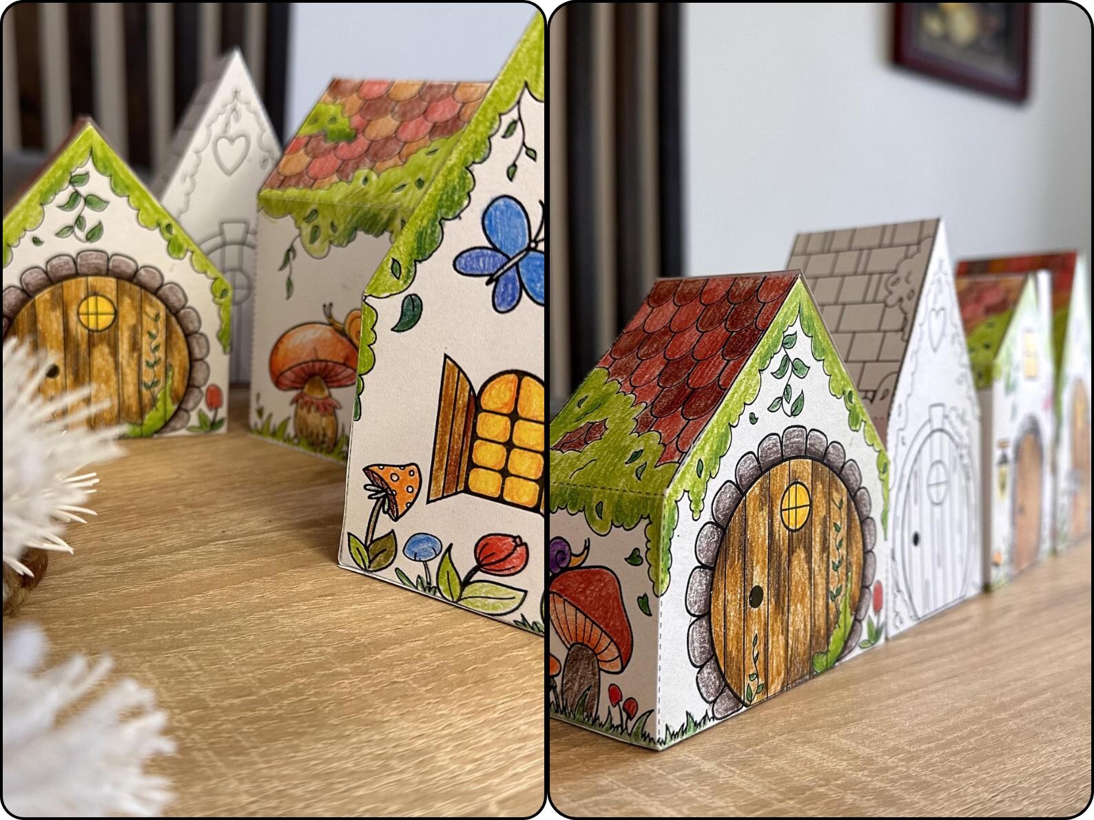 Printable Paper House Template | DIY Coloring Craft for Kids | 3D Paper ...