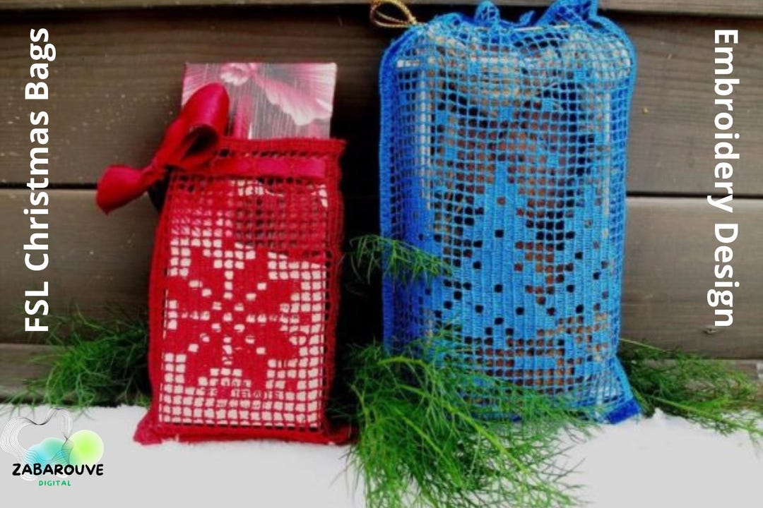 FSL Christmas Bags Embroidery Design | Free Standing Lace Gift Bag ...