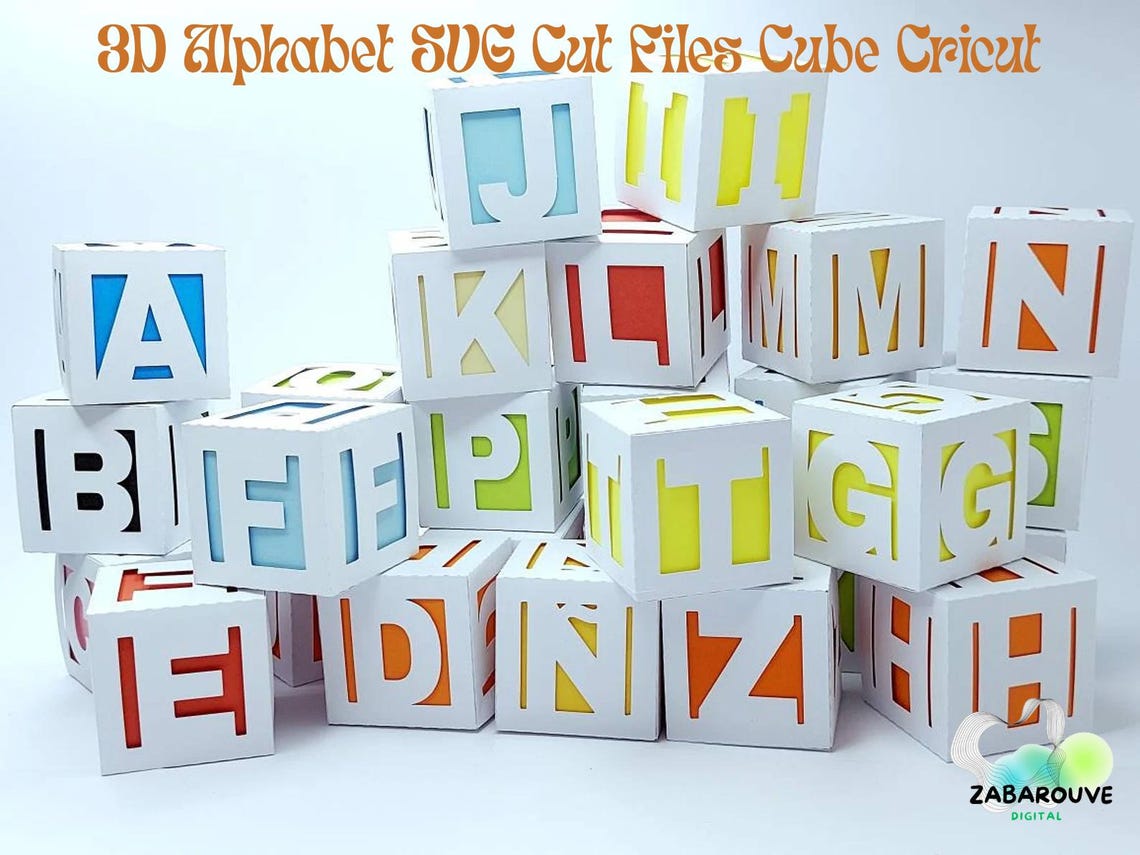 3D Cube Letters SVG – A-Z Alphabet Templates for Glowforge – Baby ...