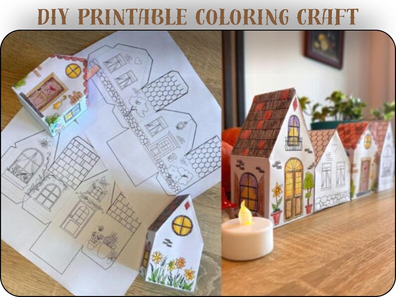 DIY Paper House Template: 3D Coloring Craft for Kids (PDF Download) - Etsy