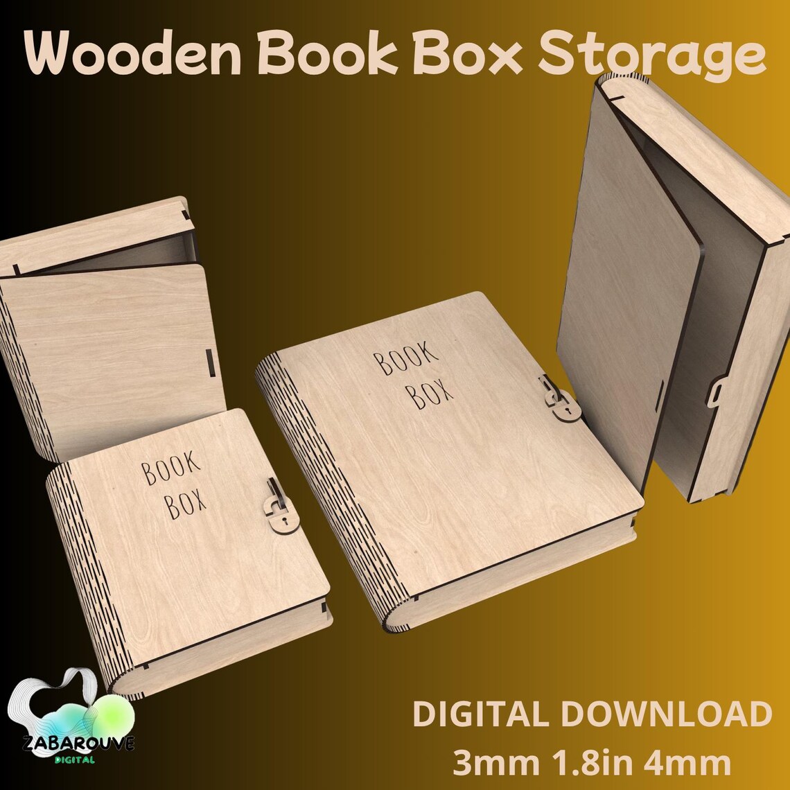 Laser Cut Wooden Book Box SVG: A4 A5 Document Storage (digital File ...