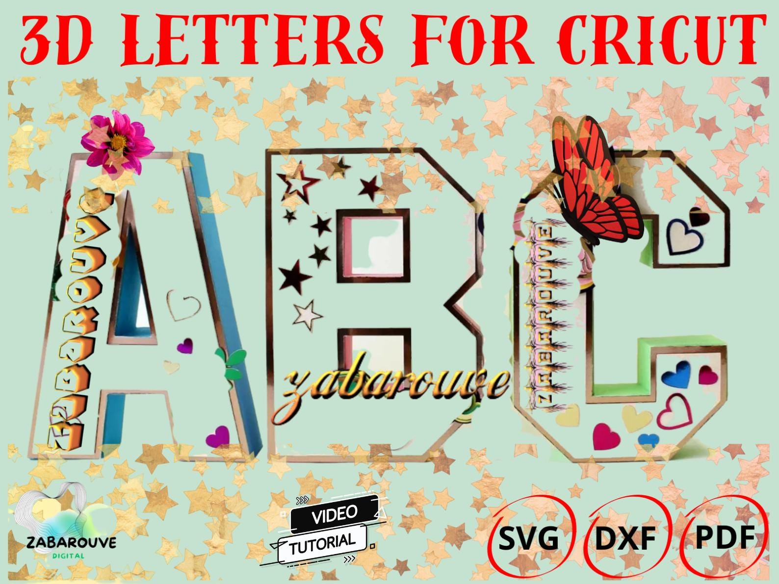 3D Paper Letters & Numbers SVG – Digital Alphabet Templates A-Z 0-9 ...