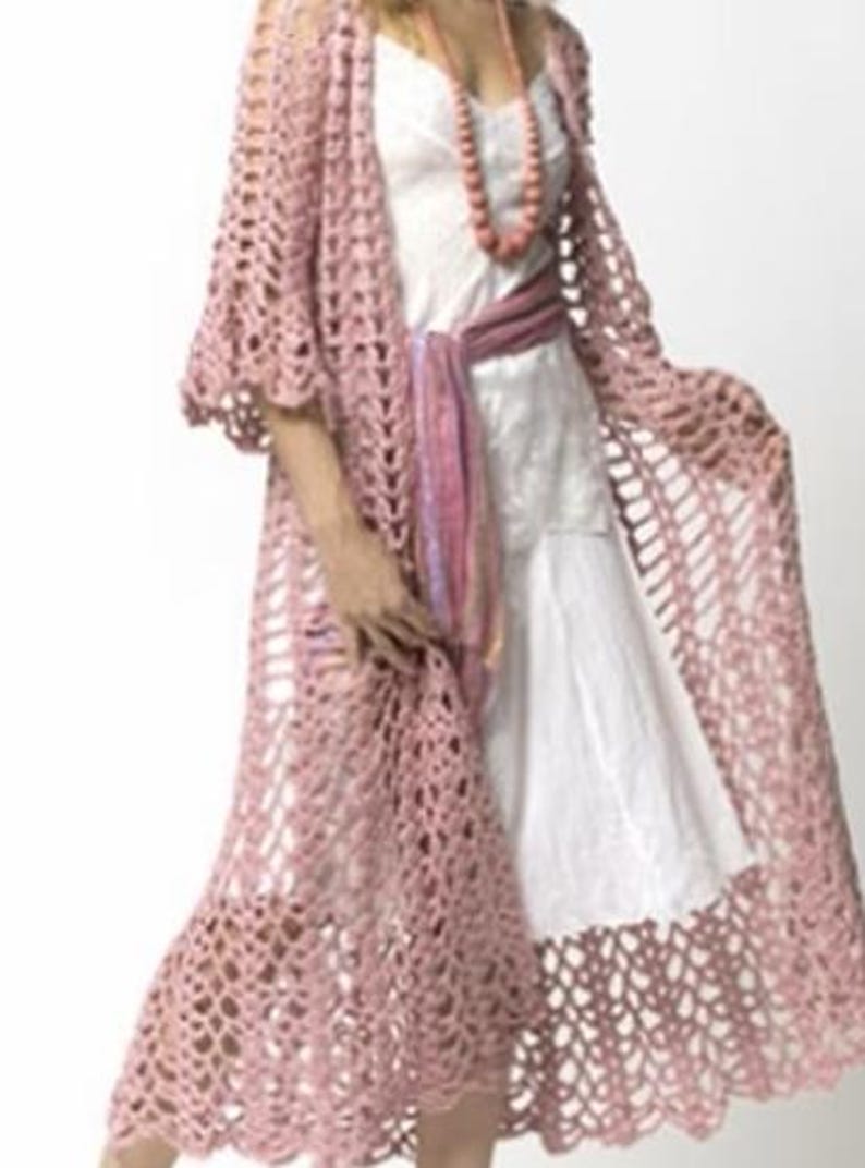Lacy Duster Crochet Pattern, Long Lace Cardigan, Top Down Raglan Duster ...