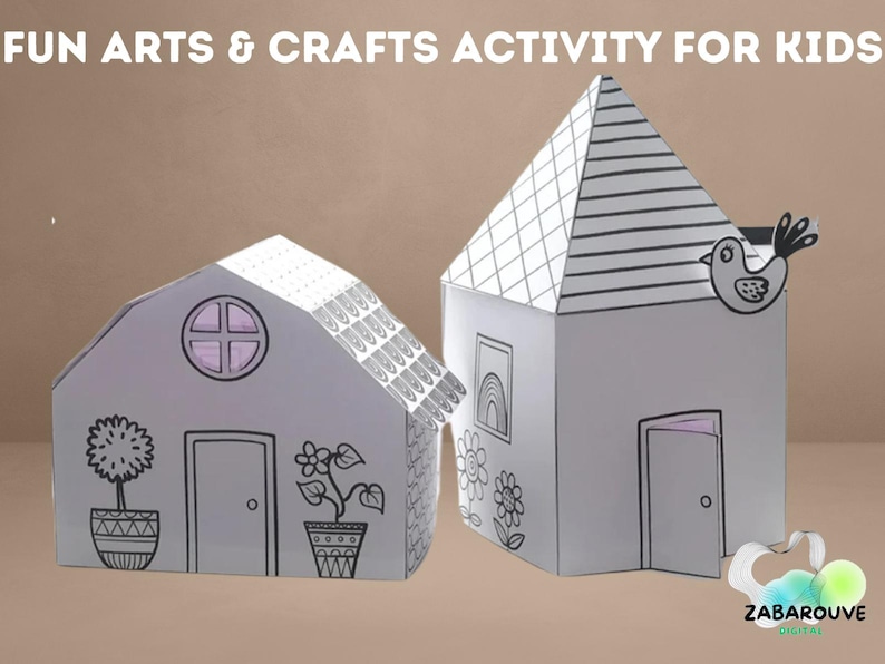 Kids Paper Craft Printable – Build & Colour 3D Paper Houses – Fun DIY ...