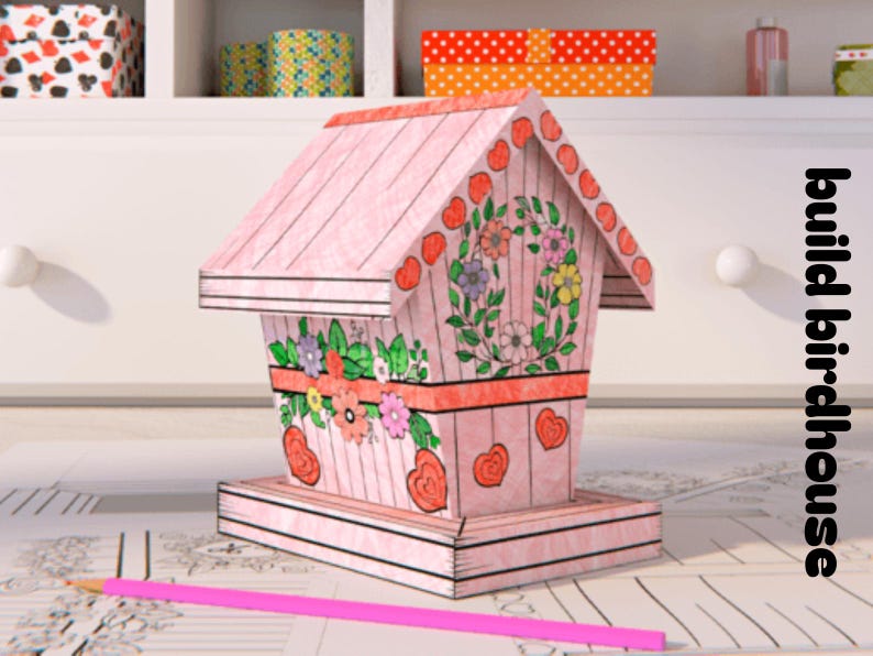 Printable Paper Birdhouse Craft for Kids – Valentine's Day DIY Origami ...