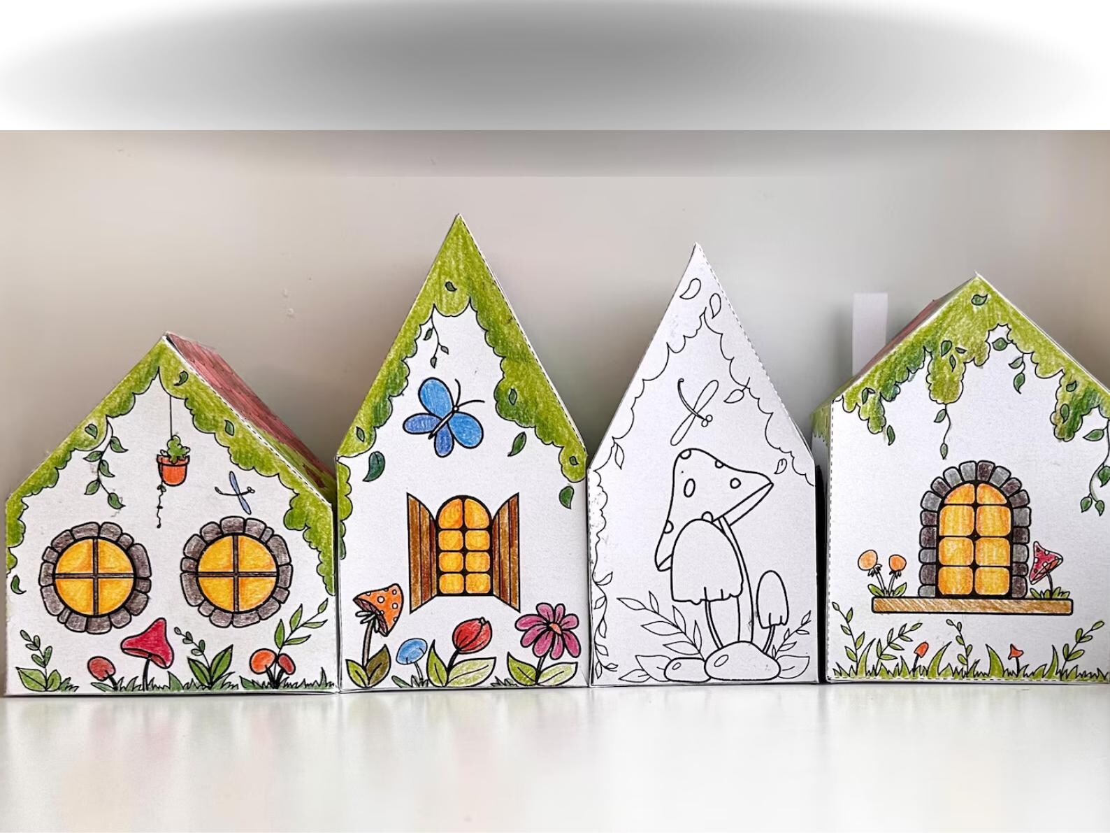 Printable Paper House Template | DIY Coloring Craft for Kids | 3D Paper ...