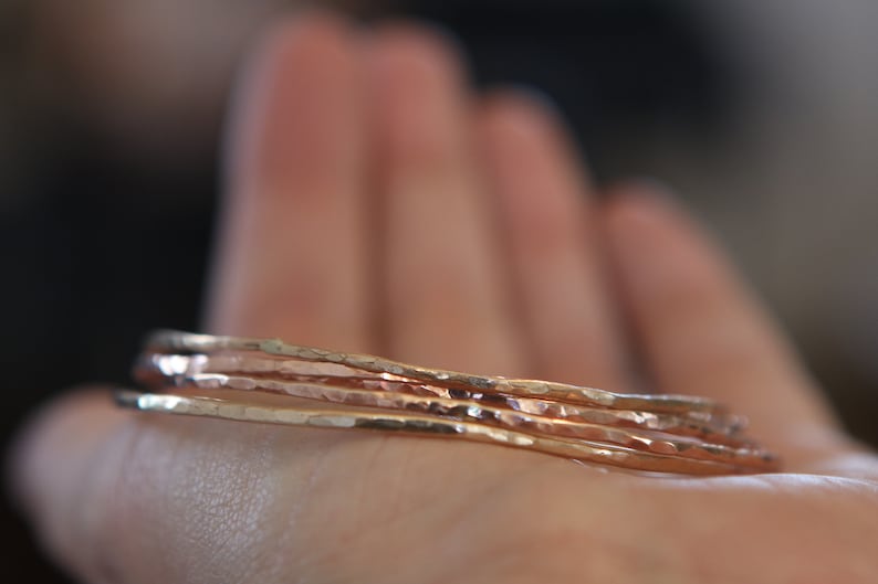 Gold Gypsy Bangles Everyday Bracelets Made of Sterling - Etsy