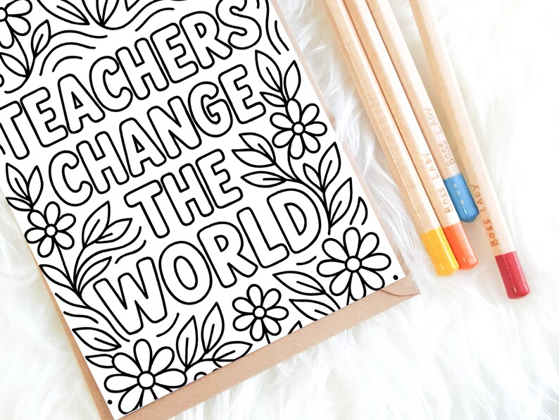 Teacher Coloring Pages Bundle | Printable Inspirational Quotes for ...