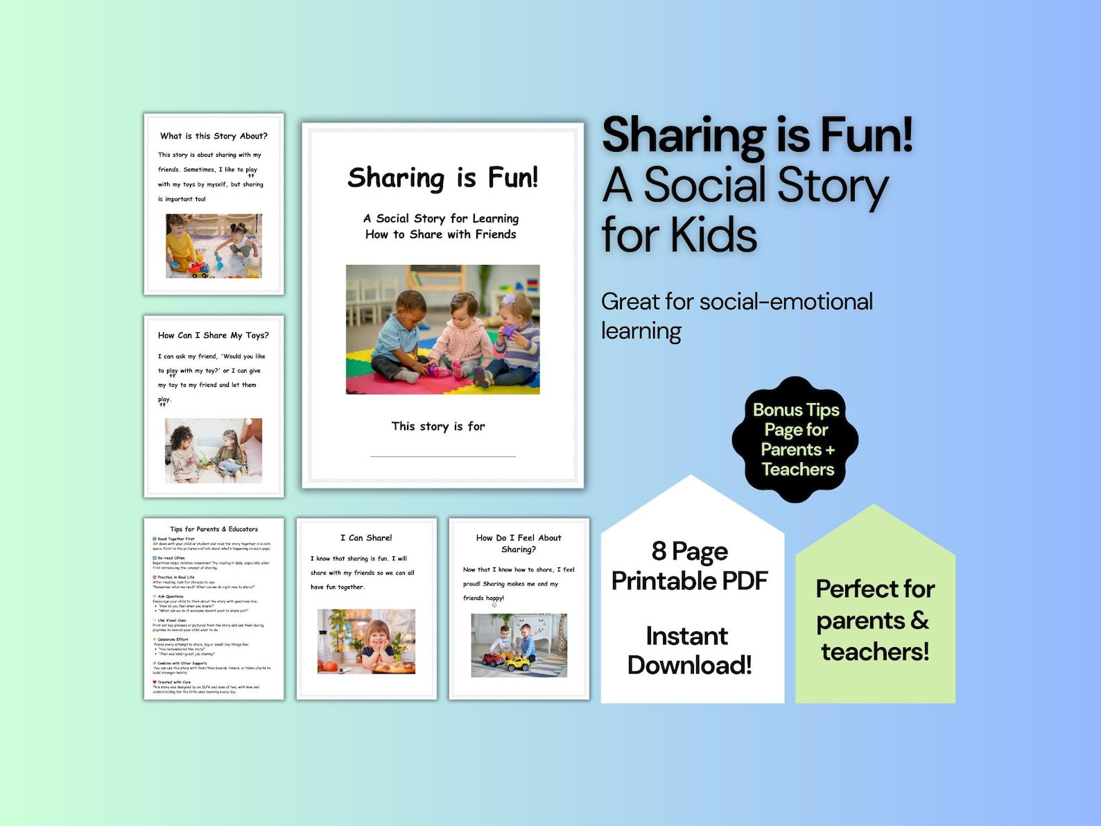 Sharing Social Story Printable | Autism Behavior Support | SEL Story ...