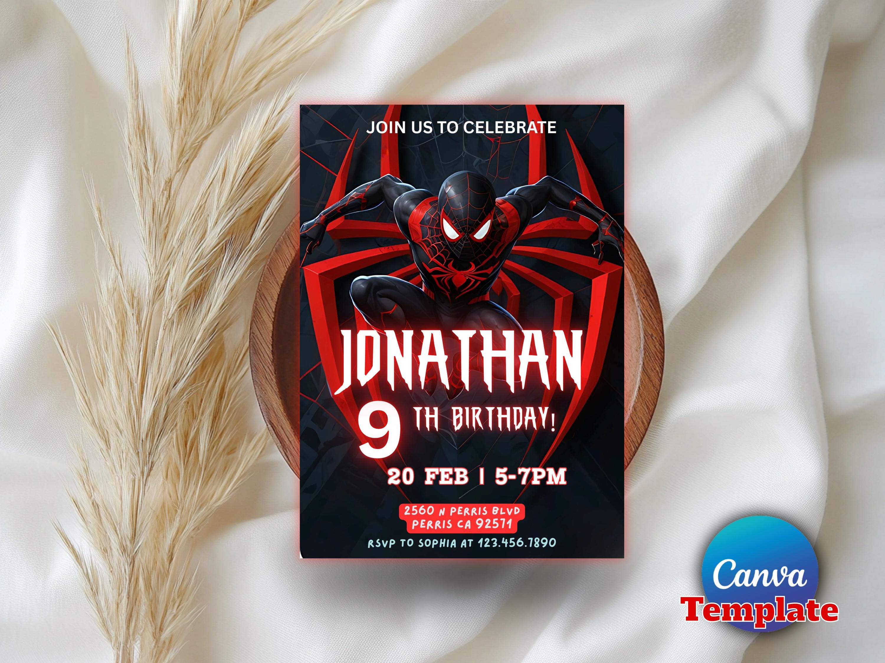 Editable Miles Morales Birthday Invitation Template, Printable Birthday ...