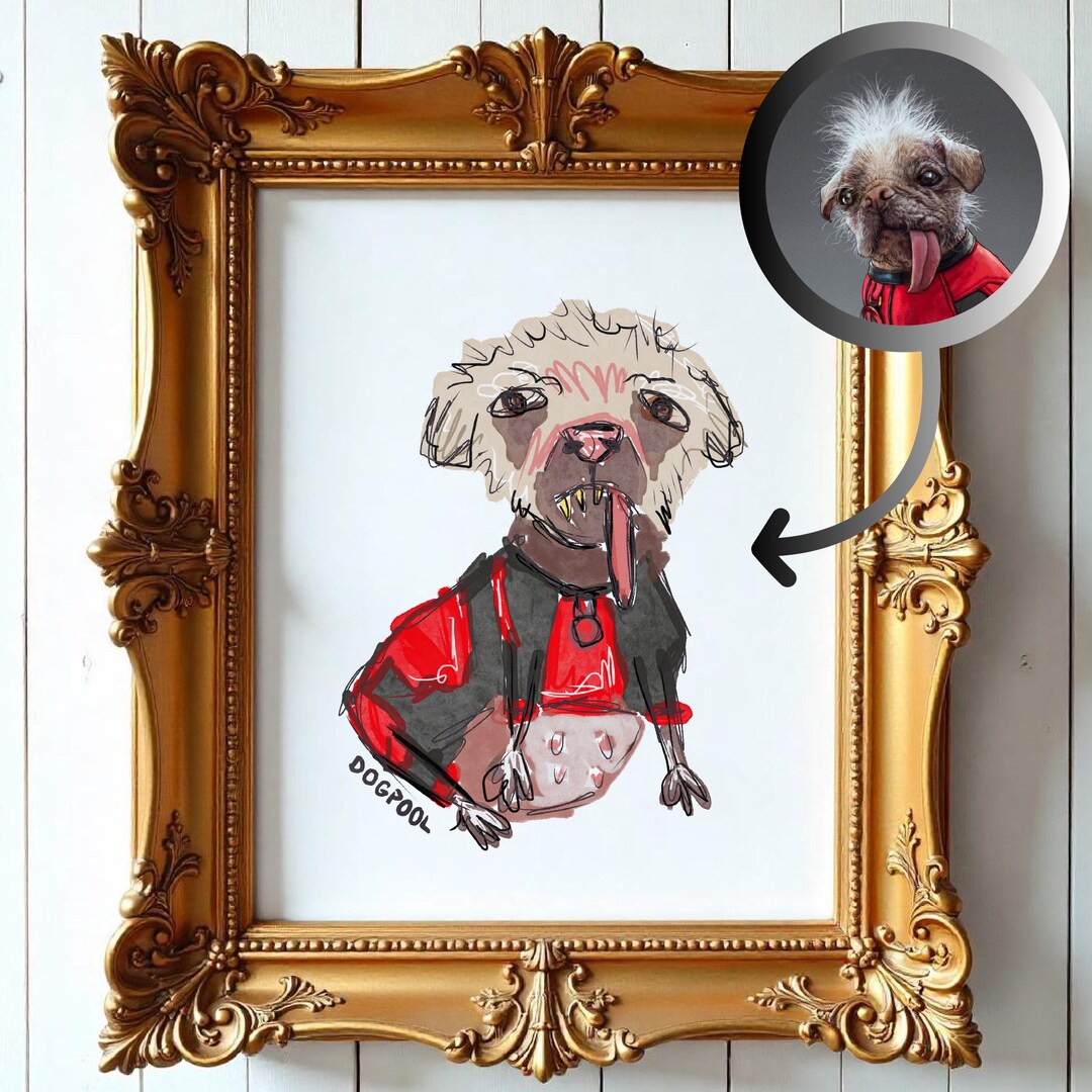 Custom Badly Drawing Pet Portrait: Hand-drawn Watercolor Dog - Cat ...