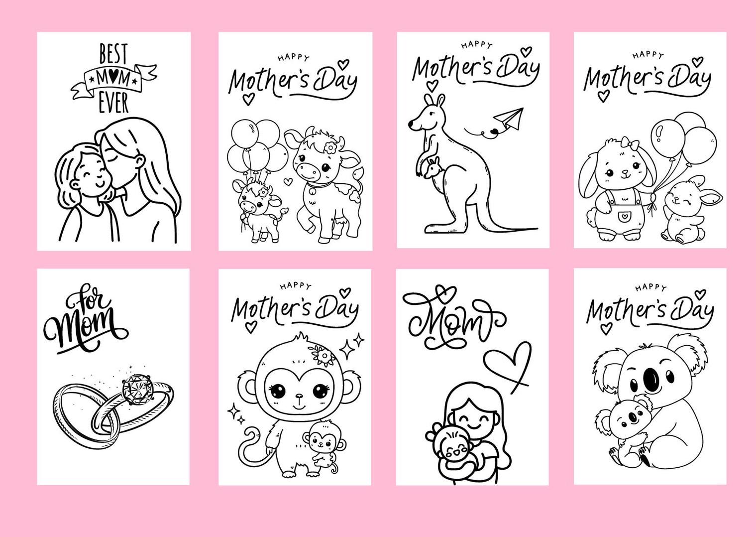 Happy Mother Day Coloring Pages for Kids – Printable DIY Activity for ...