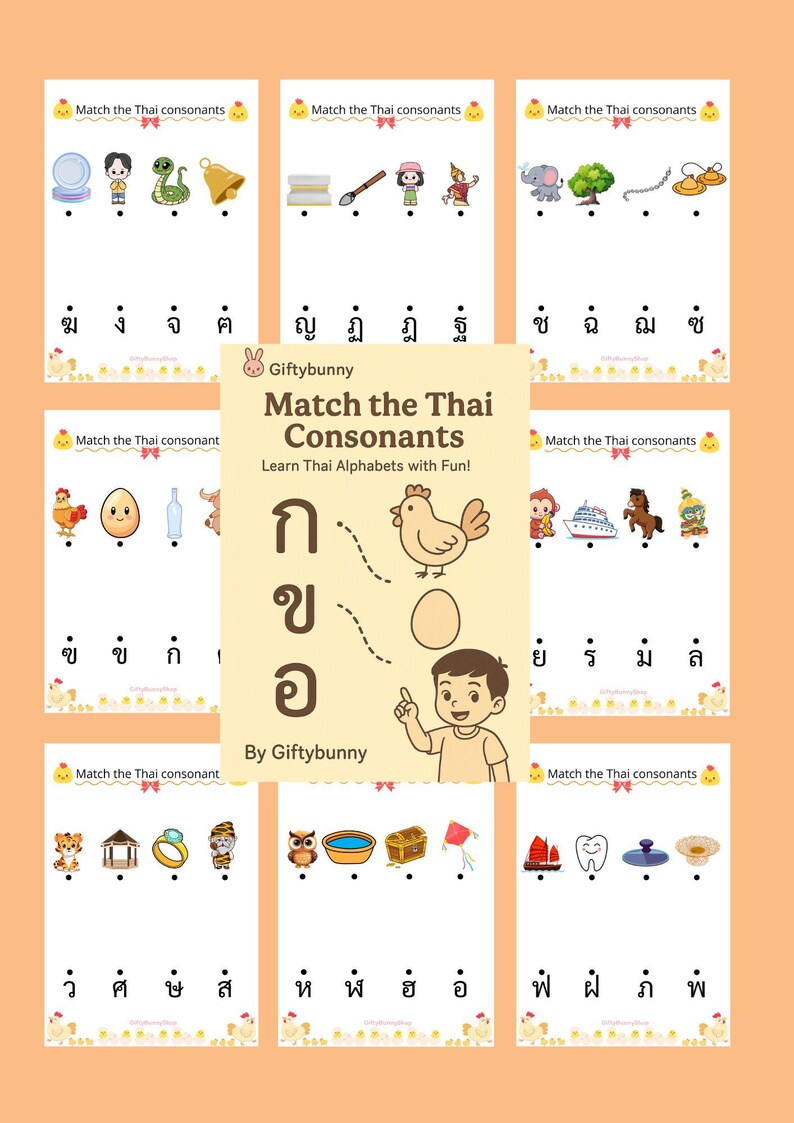 Thai Alphabet Fun Book | Learn Thai Consonants | Kids Printable ...