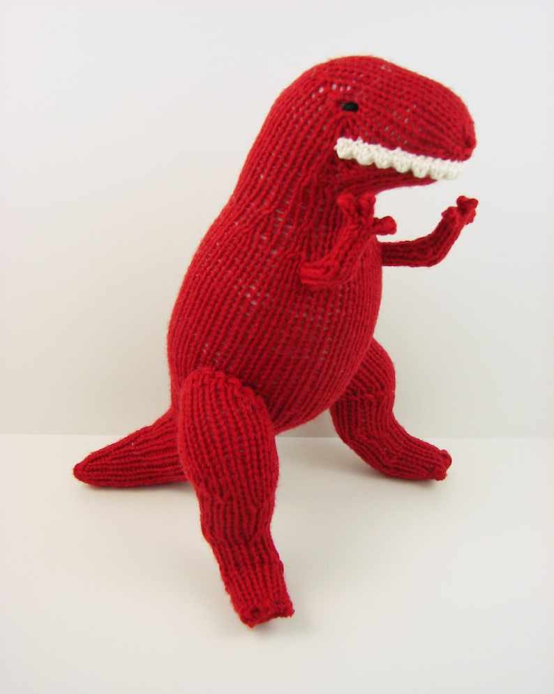 Hand Knit T-rex: Red - Etsy
