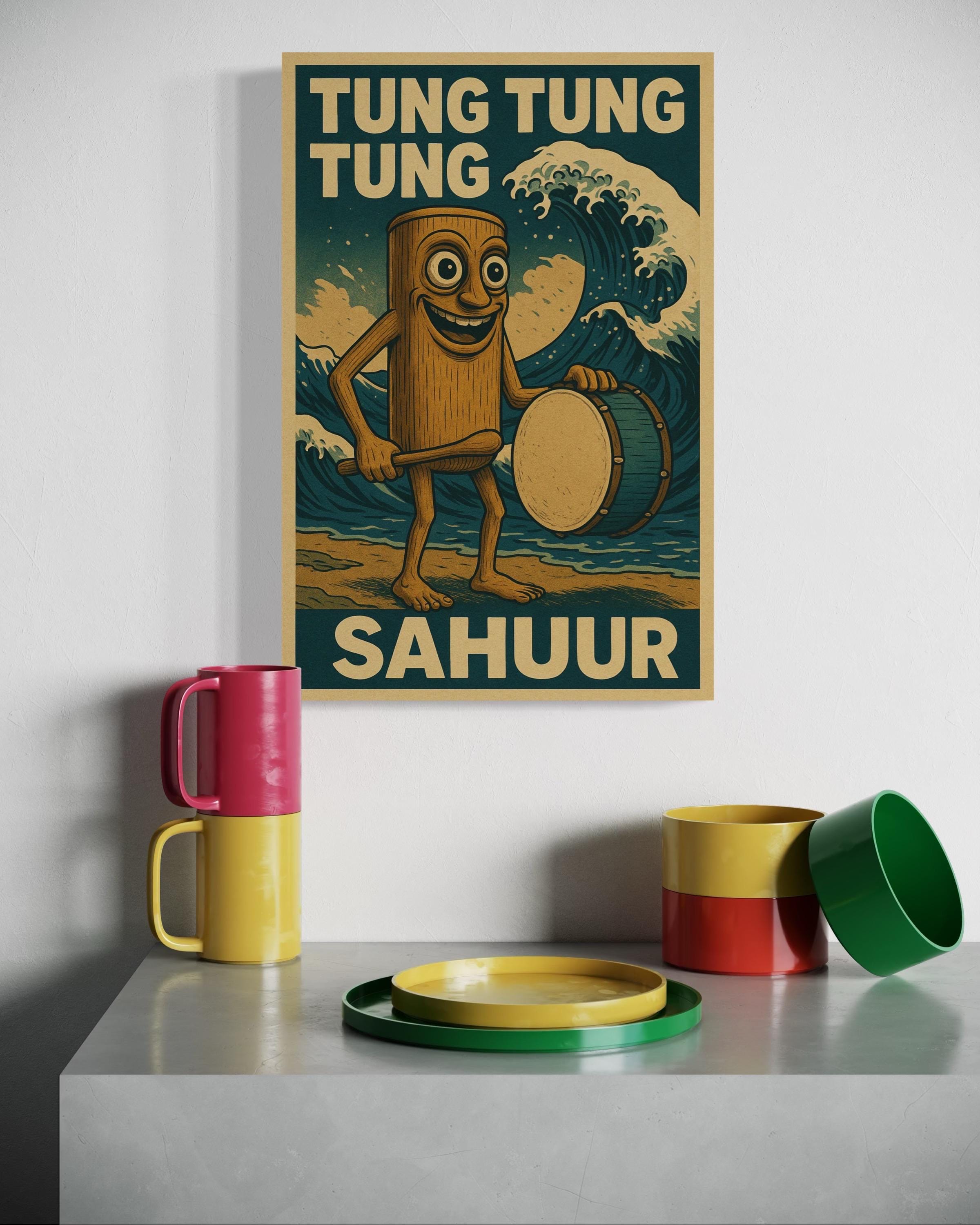 Tung Tung Tung SAHUR Meme on Canvas – Ballerina Capuchina, Bombardino ...