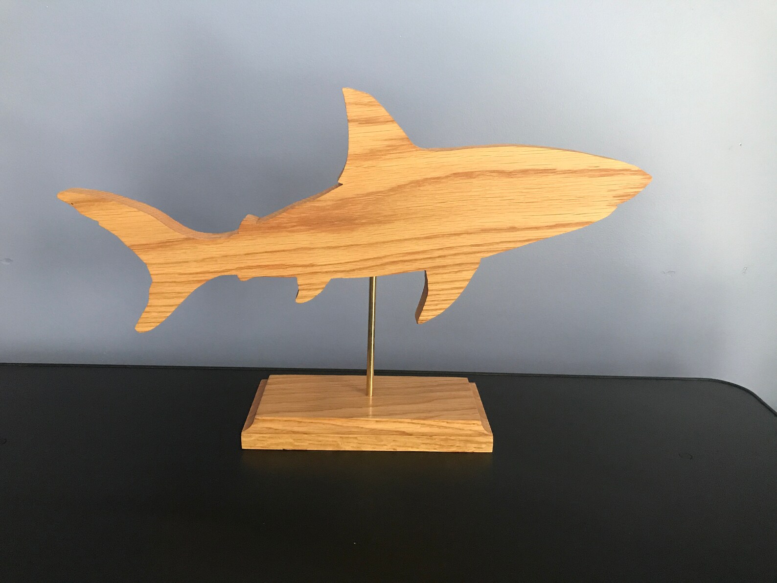 Handcrafted Wooden Oak Shark 18 Mounted on Base - Etsy
