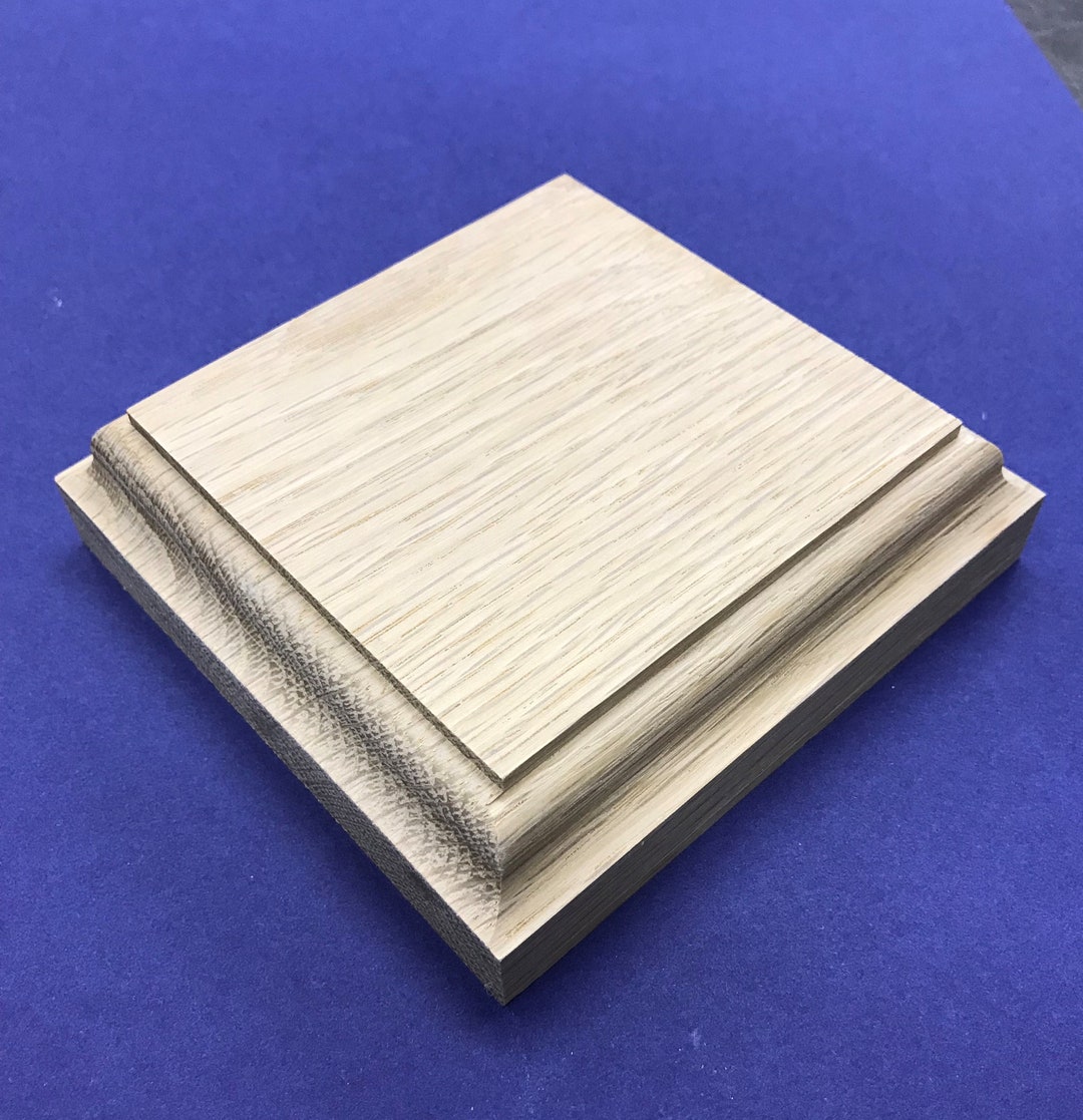 4 3/4 X 1 3/8 Thick Square Unfinished Oak Base, Trophy Base, Pedestal ...