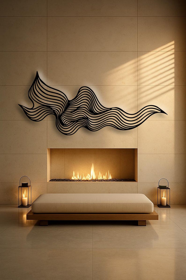Organic Flow Line Wall Art, Abstract Wave Ribbon Sculpture, Minimal ...