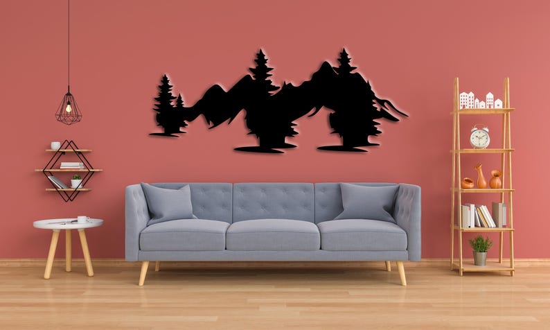 Modern Metal Mountain Wall Art: 3D Shadow Effect Home Decor - Etsy
