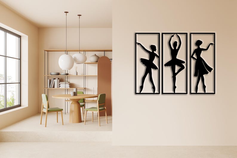 Ballerina Metal Wall Art - 3 Panel Ballet Silhouette Sculpture - Etsy