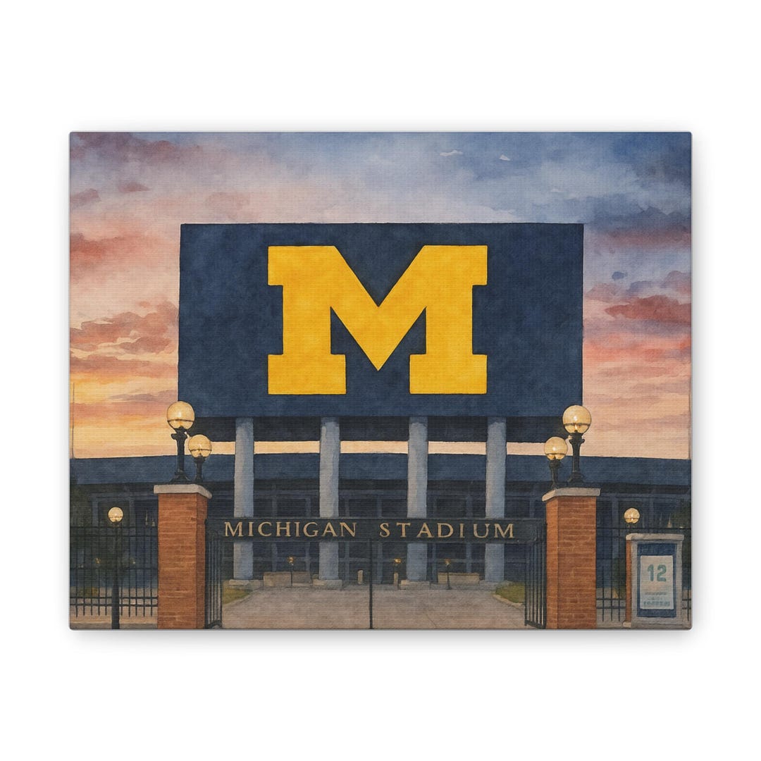 Michigan Stadium Canvas Art, Football, Big House, Water Color, Wall ...