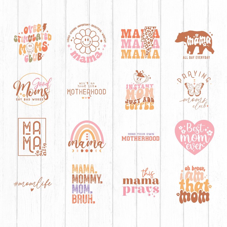 Retro Mama SVG Bundle for Mother's Day Gift, Vintage Mom PNG and Cricut ...