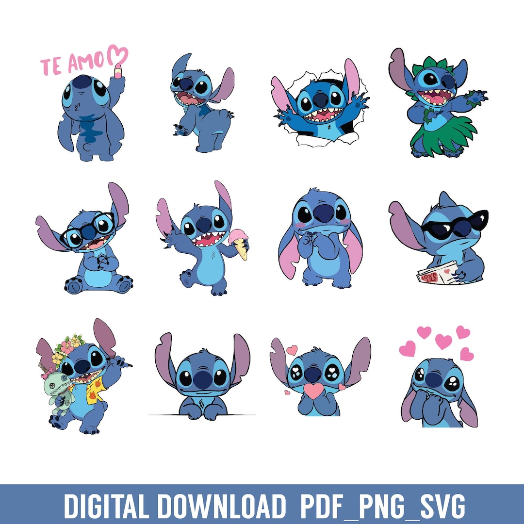 Lilo and Stitch SVG PNG Bundle, Disney Character Clipart for Cricut ...